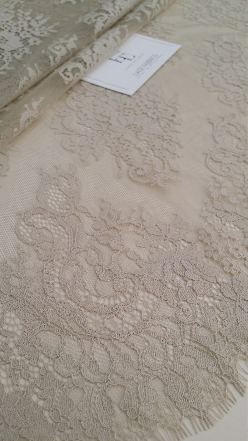 Beige Eyelash Lace Fabric, French Chantilly Wedding Dress Lace, Skin ...