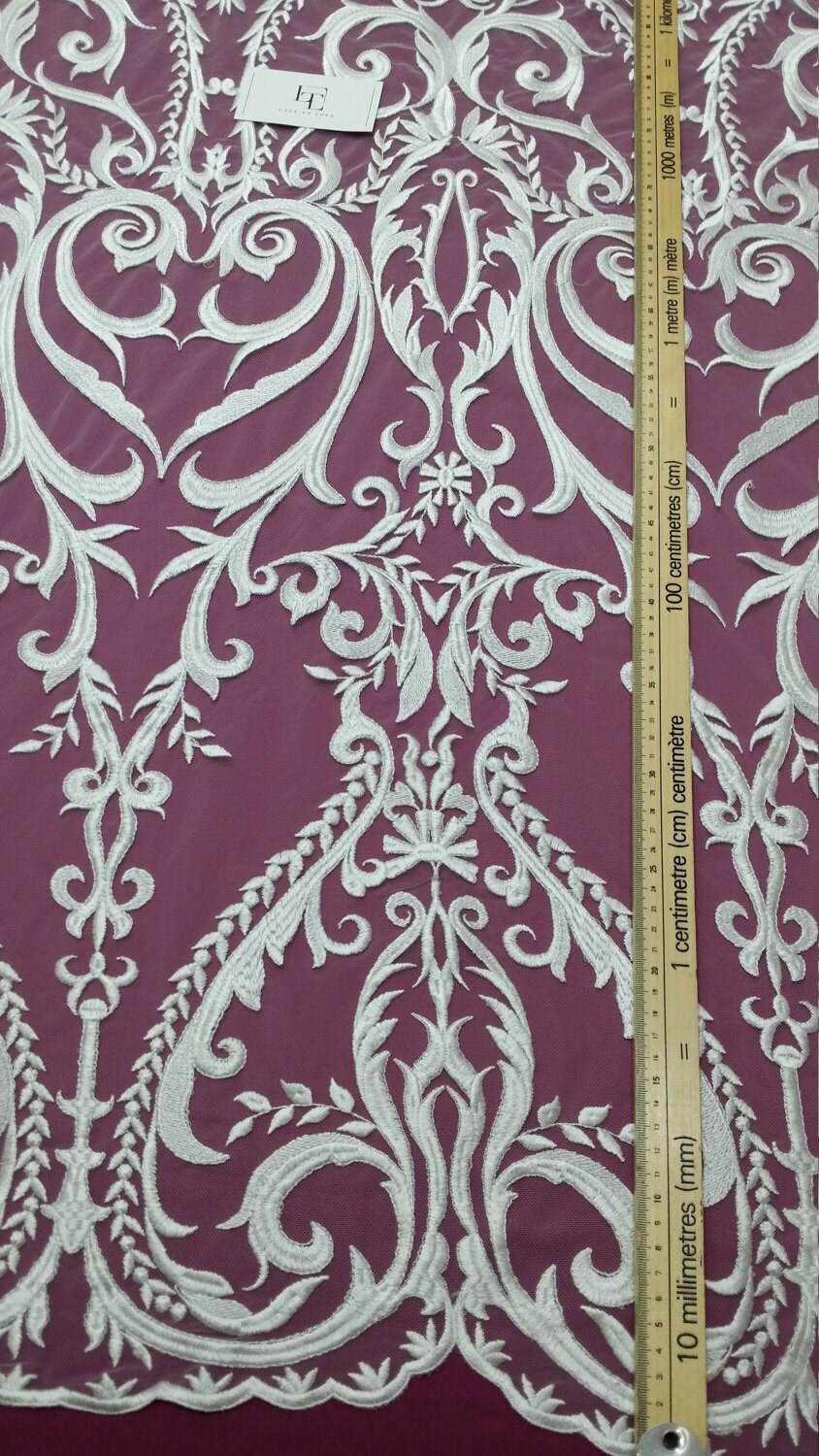 Snow White Lace Fabric Embroidered Lace French Lace Wedding | Etsy