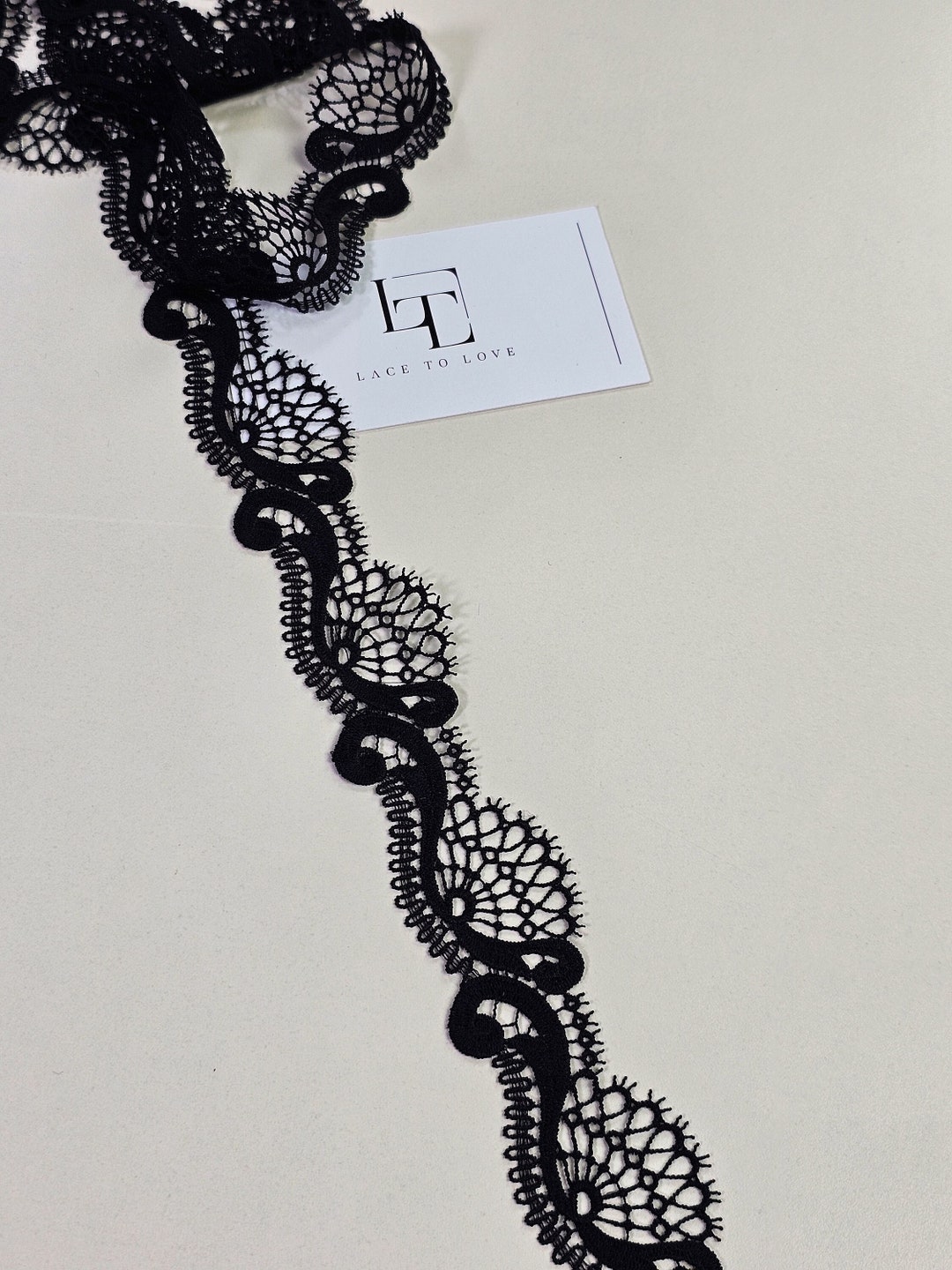Black Lace Edging, Delicate Macrame Lace Trim, Sold per Meter, FL6901 ...