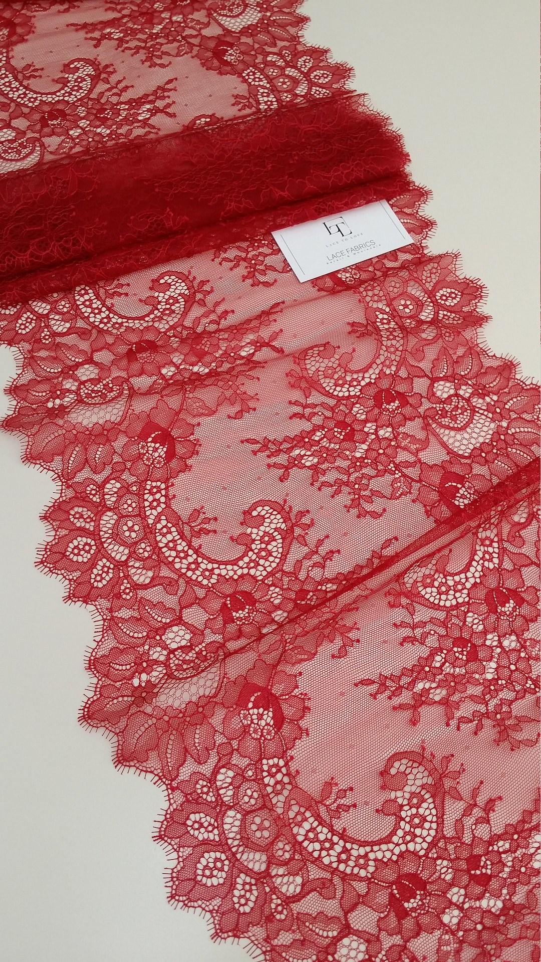Red Lace Trim, Chantilly Lace, French Lace, Wedding Lace, Scalloped ...