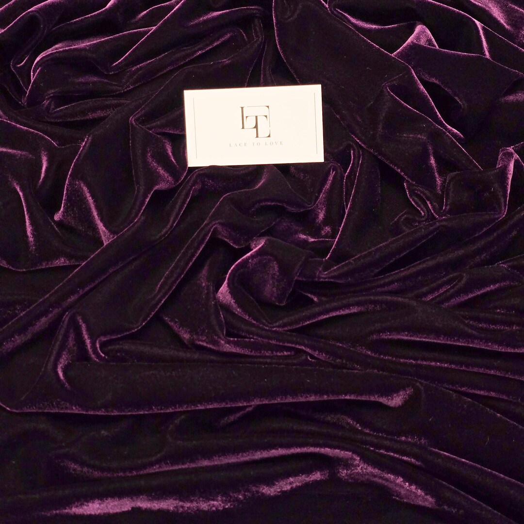 Deep Purple Stretch Velvet Fabric Sold per Meter. Smooth Elastic Velvet ...