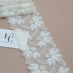 Ivory With Light Yellow Lace Trimming by the Yard, French Lace, Alencon ...