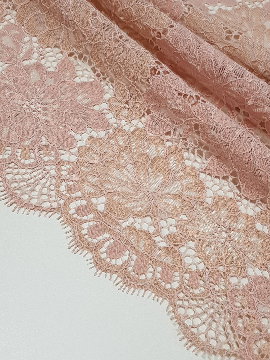 Pink lace fabric Guipure Lace Alencon Lace Bridal lace | Etsy