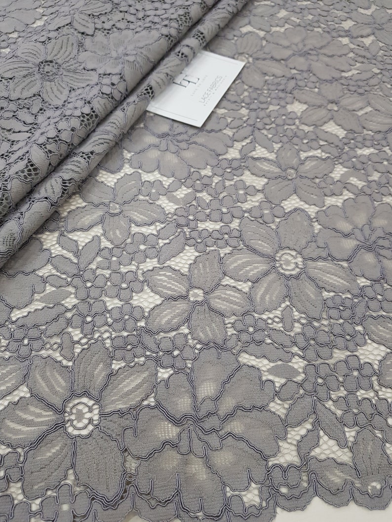 Gray Lace Fabric French Lace Chantilly Lace Bridal Lace - Etsy