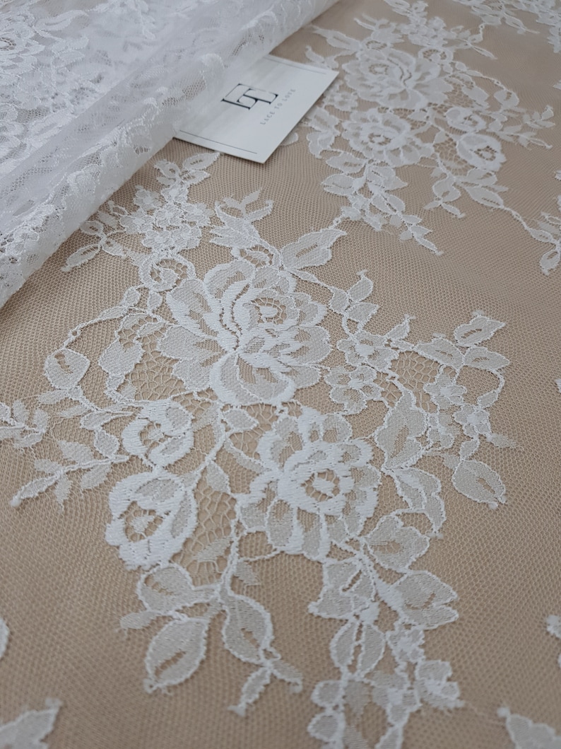 Pure White Lace Fabric French Lace Chantilly Lace Wedding - Etsy