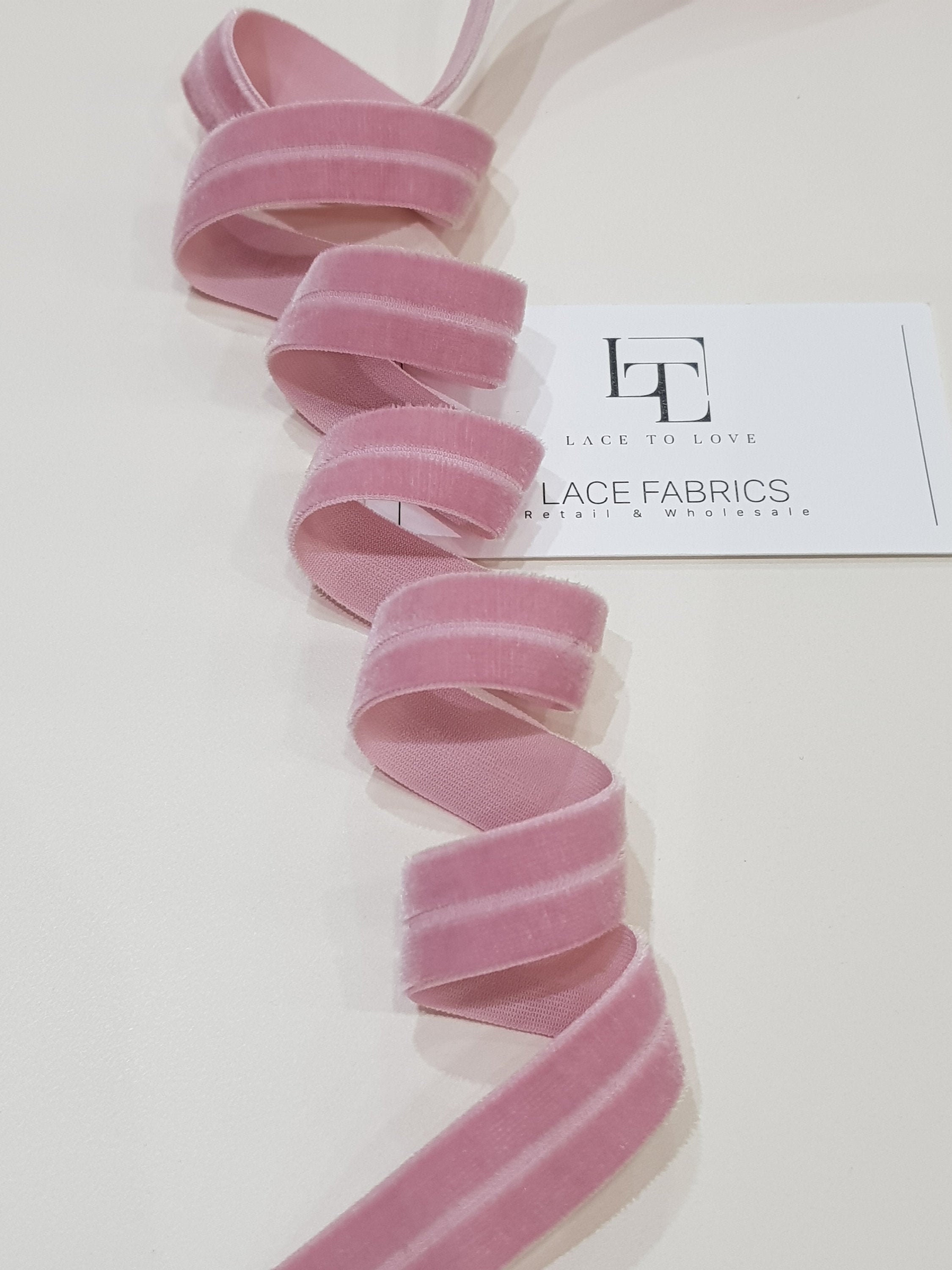 Pink Elastic Velvet Ribbon by the Yard, Wide Velvet Ribbon Pink, Velvet ...
