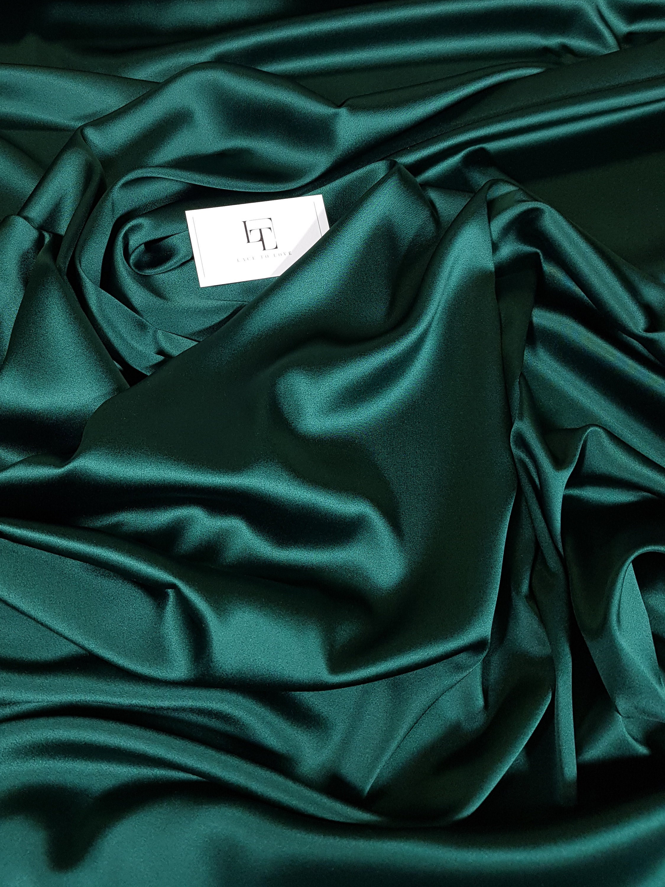 Tejido satinado de seda elástico verde esmeralda se vende | Etsy