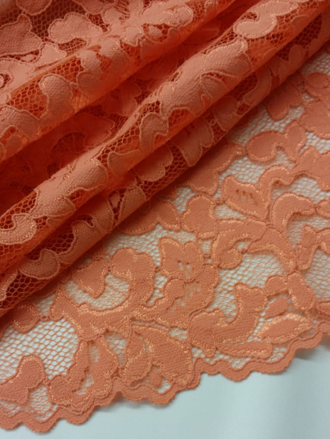 Orange Lace Fabric by the Yard, France Lace, Embroidery Lace, Wedding ...
