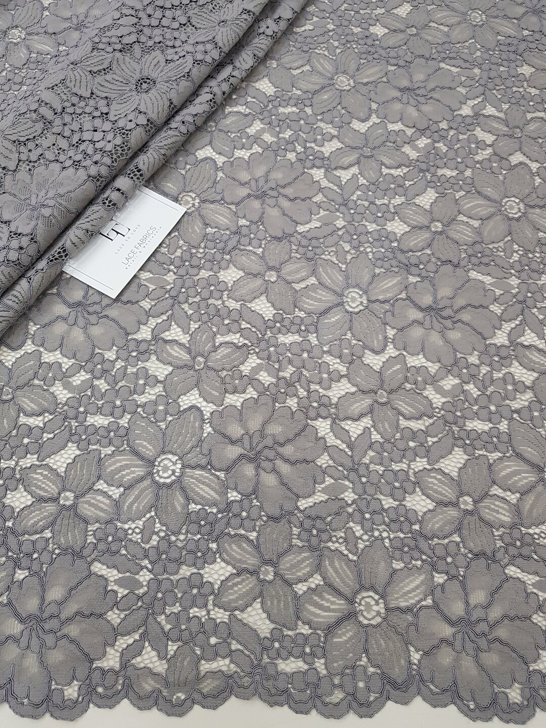 Gray Lace Fabric, French Lace, Chantilly Lace, Bridal Lace Wedding Lace ...