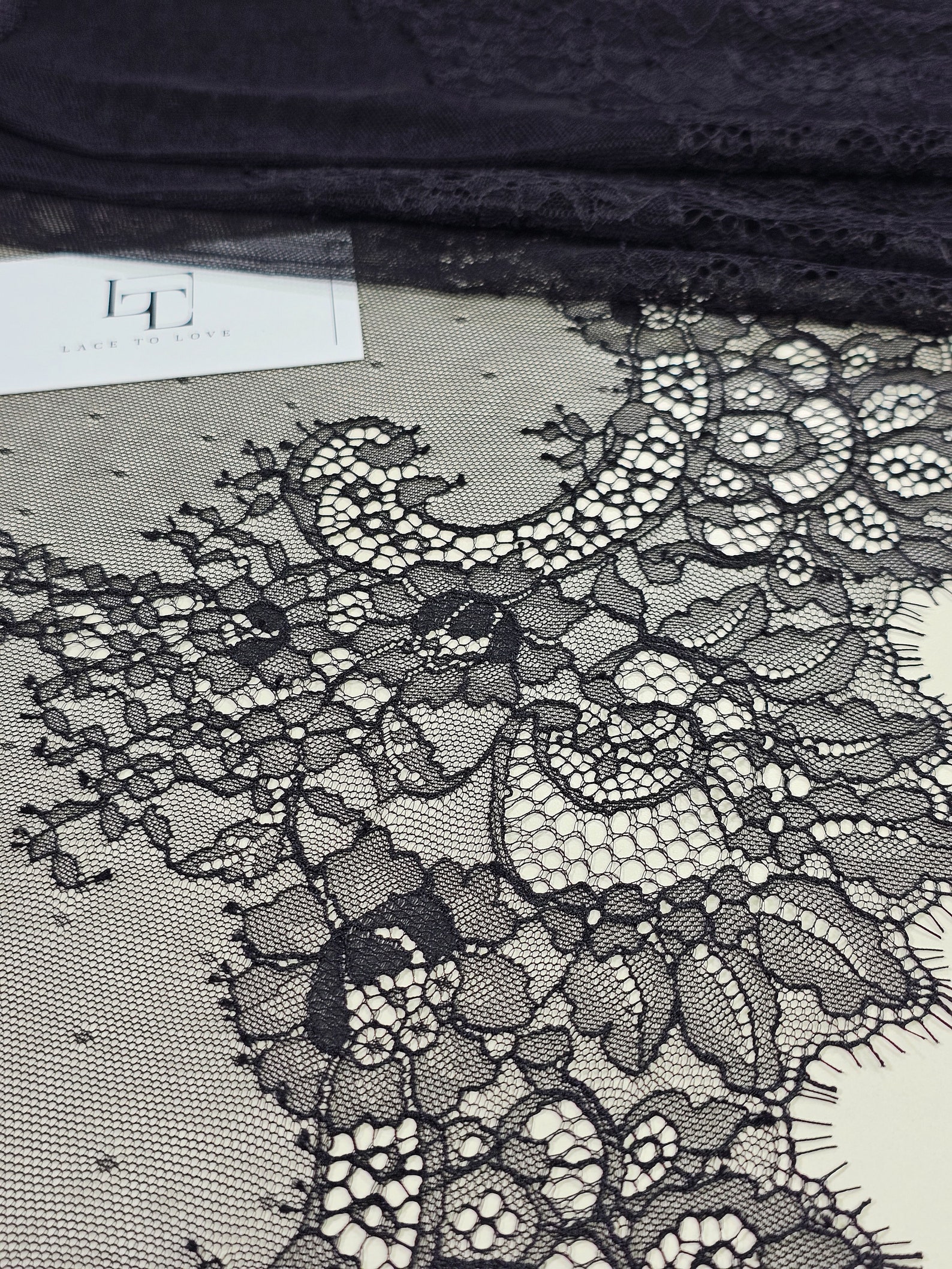 Black Delicate French Chantilly Lace Trimming by the Yard, Black Lace ...