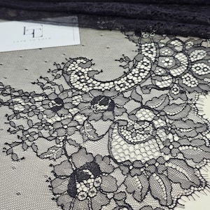 Black Delicate French Chantilly Lace Trimming by the Yard, Black Lace ...