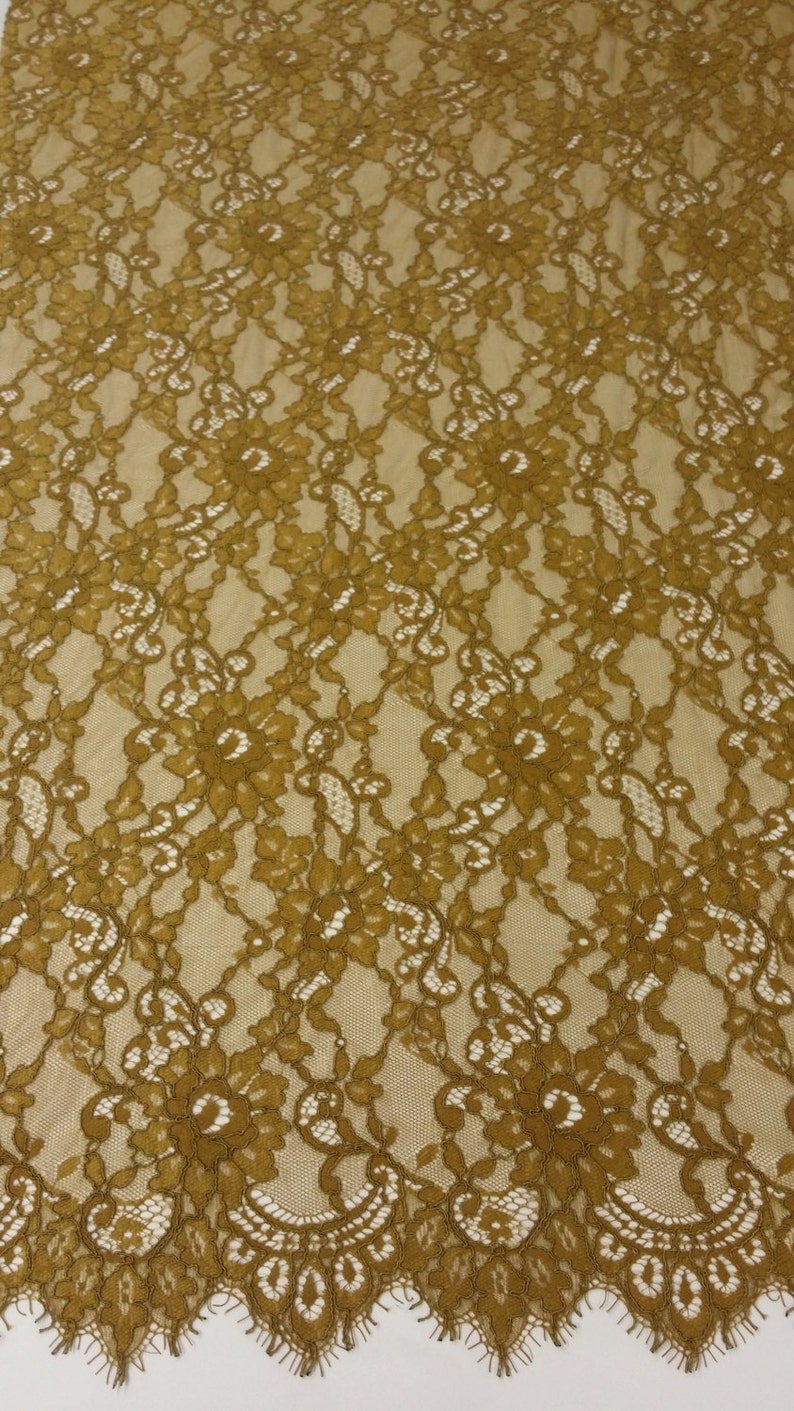 Brown Lace Fabric by the Yard Spanish Lace Alencon Lace | Etsy