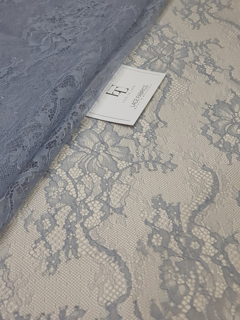 Blue/gray Lace Fabric, French Lace, Chantilly Lace, Wedding Lace ...