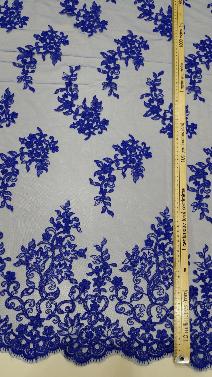 Royal Blue Lace Fabric EVS064C | Etsy