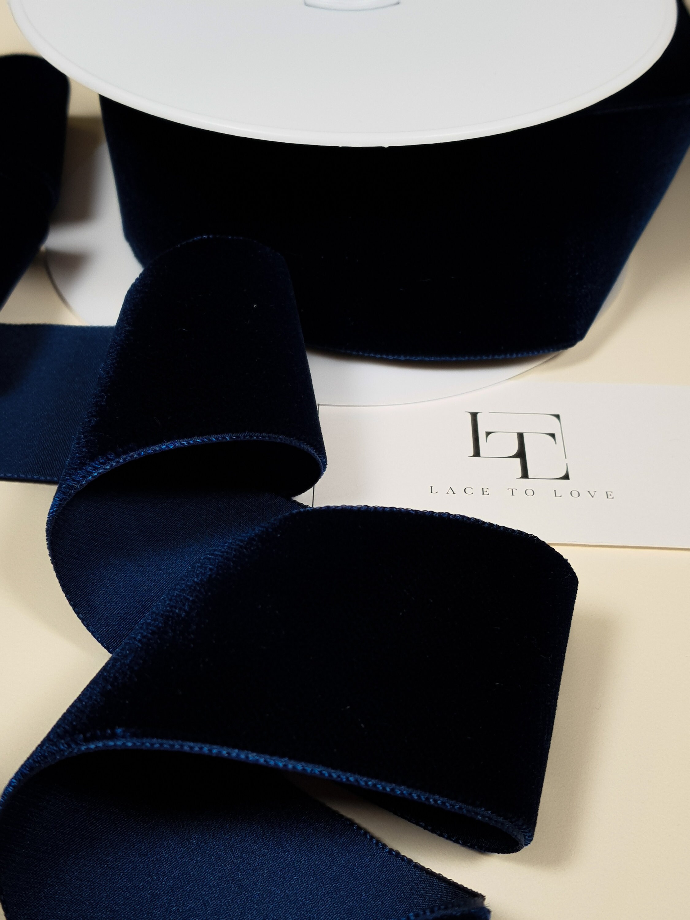 Dark blue velvet ribbon velvet fabric ribbon gift bow hair | Etsy