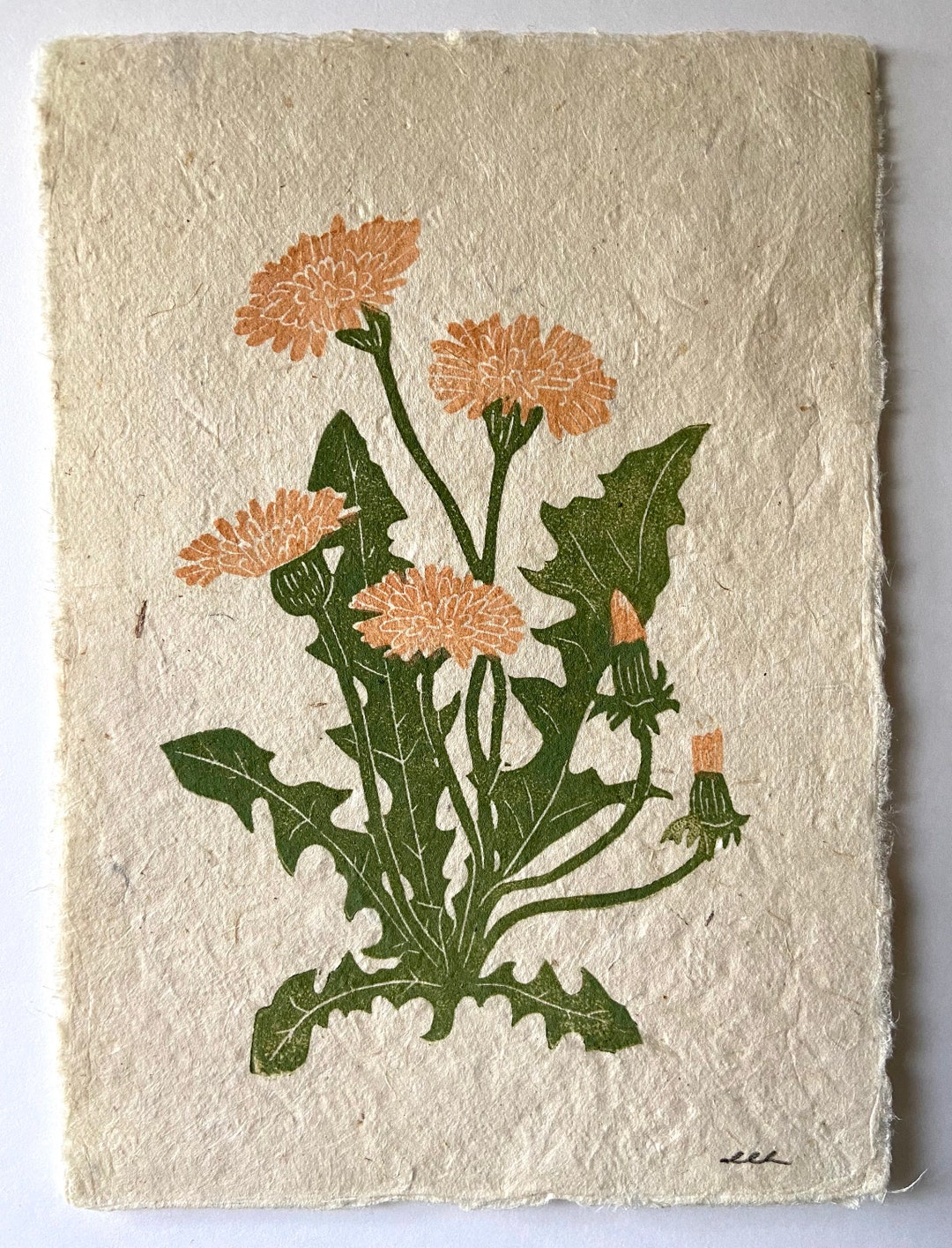 Dandelion Print Floral Print Botanical Print Original Art Block Print ...