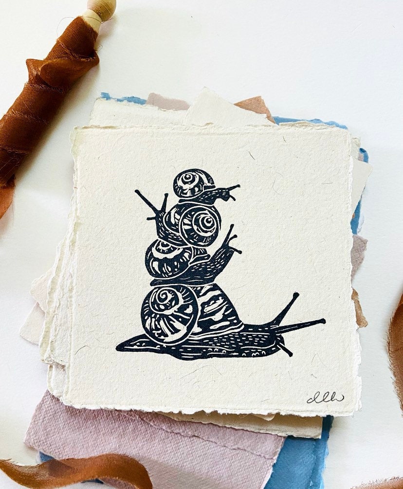 Snail Tower Hand Carved Hand Printed Original Art | Etsy