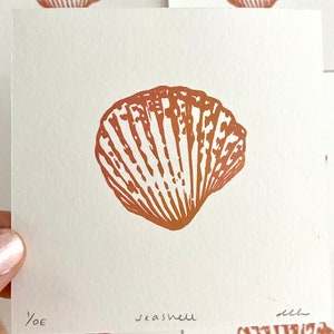 Seashell Print | Ocean Print | Shell Linocut | Beach Art | Block Print ...