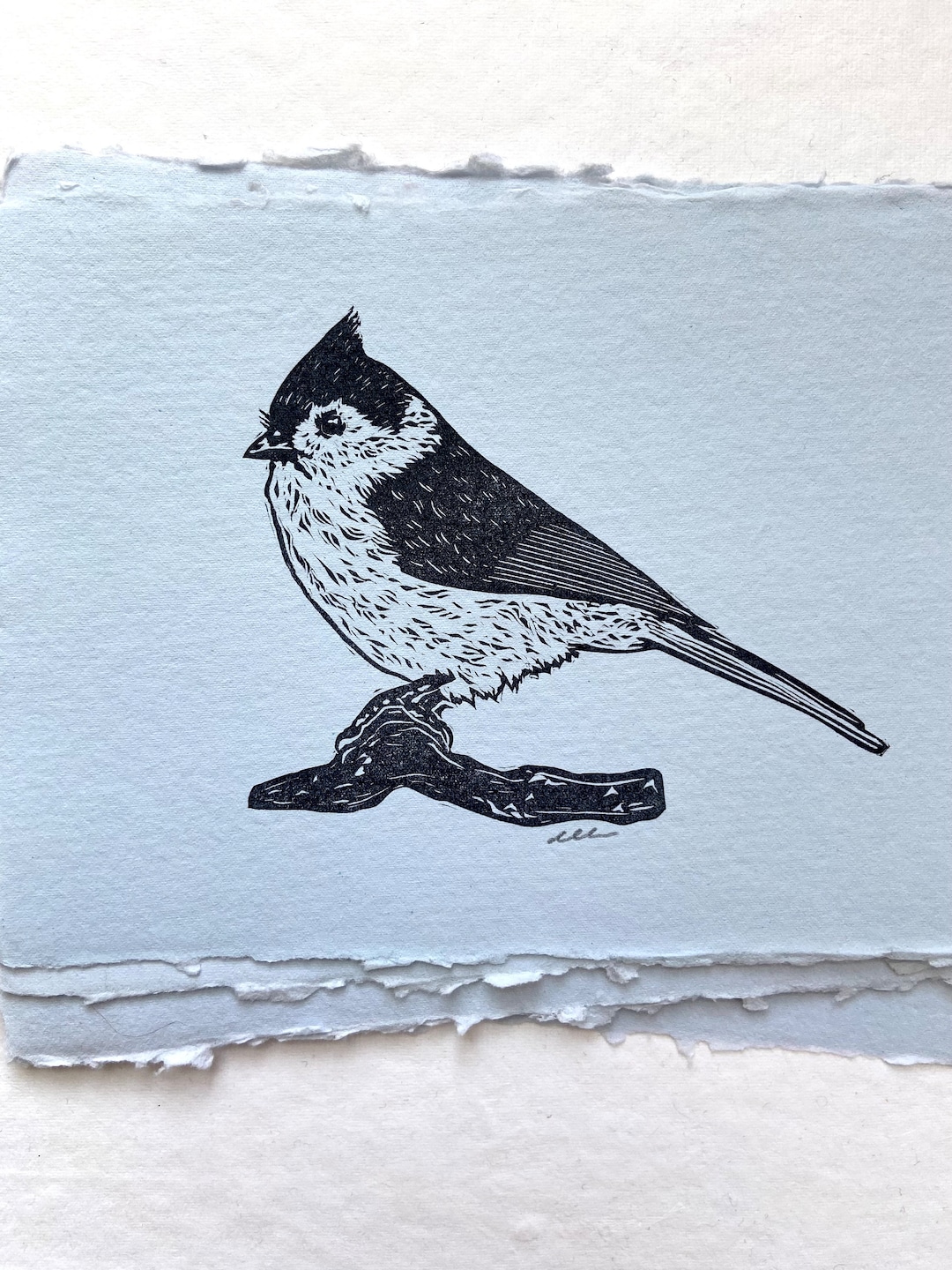 Tufted Titmouse | Winter Bird | Hand Carved | Hand Printed | Original ...