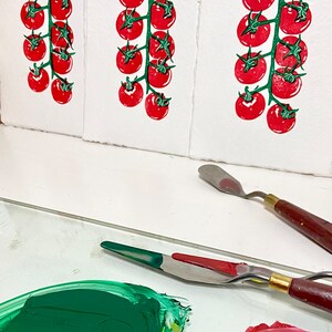 Cherry Tomatoes on the Vine Block Print | Tomatoes Linocut | Produce ...