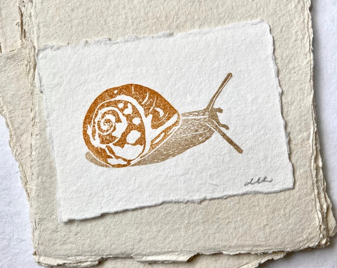 Snail Original Art Block Print Hand Carved Hand Printed - Etsy