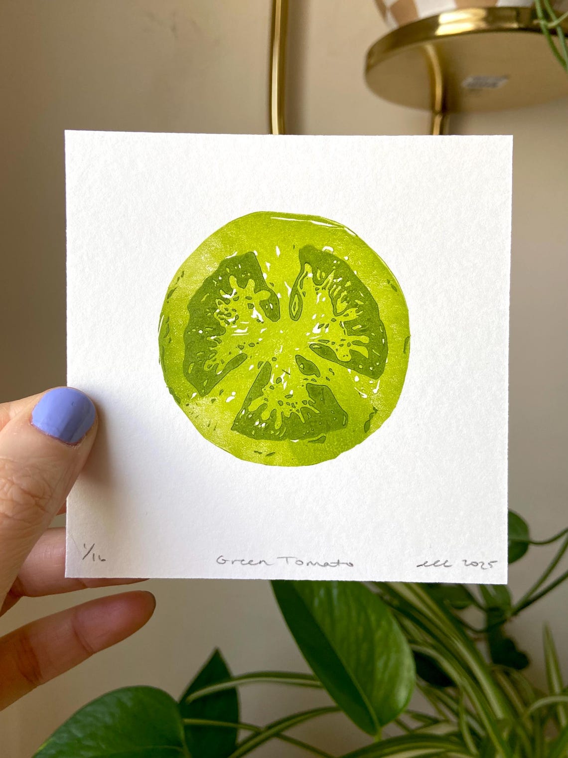 Green Tomato Block Print. Food Wall Art. Kitchen Decor. Original ...