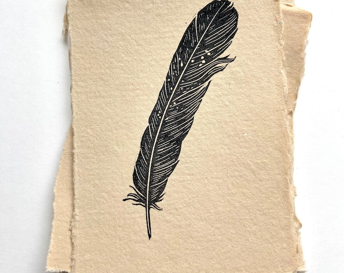 Feather Block Print. Nature Wall Art. Home Decor. Original Linocut. - Etsy