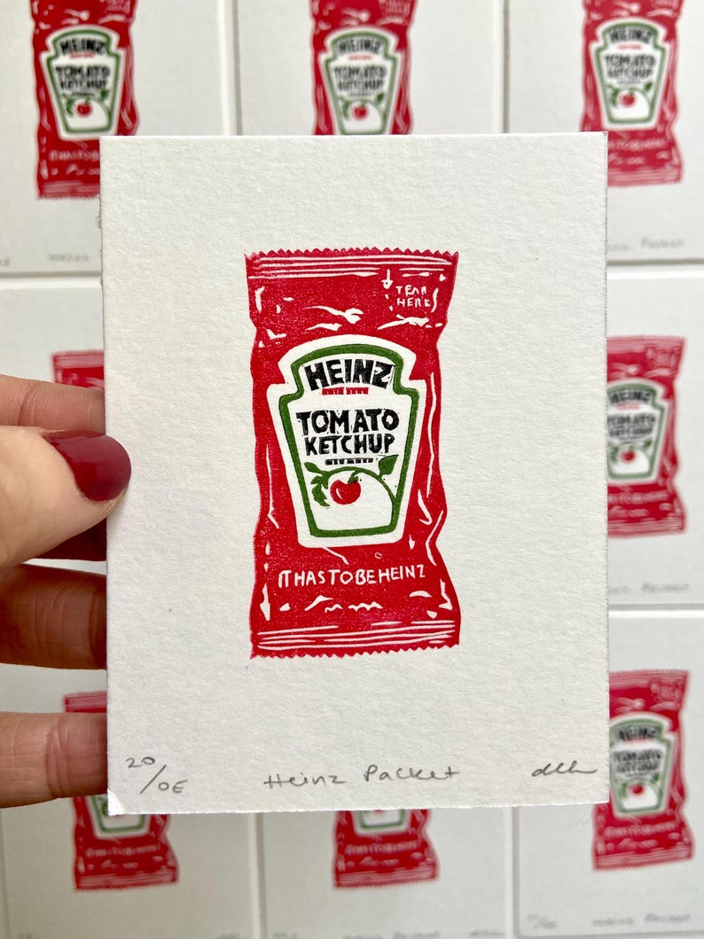 Ketchup Packet Block Print. Food Wall Art. Kitchen Decor. Original ...