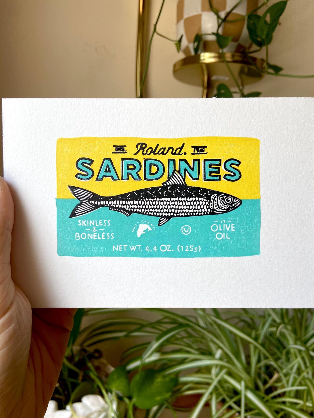 Sardines Block Print. Food Wall Art. Kitchen Decor. Original Linocut ...