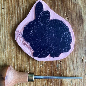 Bunny Original Art Block Print Hand Carved Hand - Etsy
