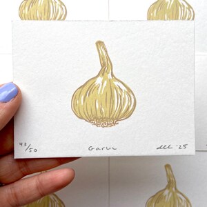 Garlic Block Print | Farmers Market | Vegetable Print | Produce Linocut ...