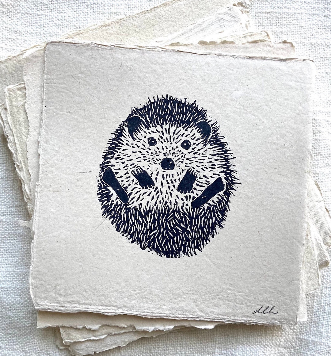 Hedgehog Original Art Block Print Hand Carved Hand Printed - Etsy