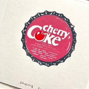 Cherry Coke Bottle Cap Block Print. Food Wall Art. Kitchen Decor ...