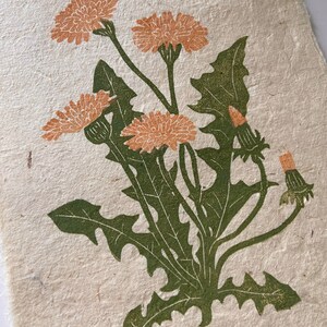 Dandelion Print Floral Print Botanical Print Original Art Block Print ...
