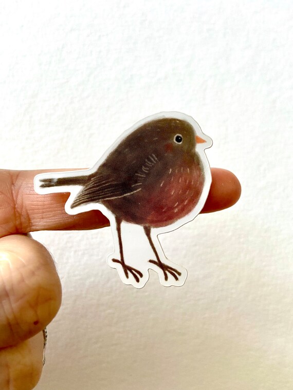 Robin Sticker Vinyl Sticker Original Art Block Print - Etsy