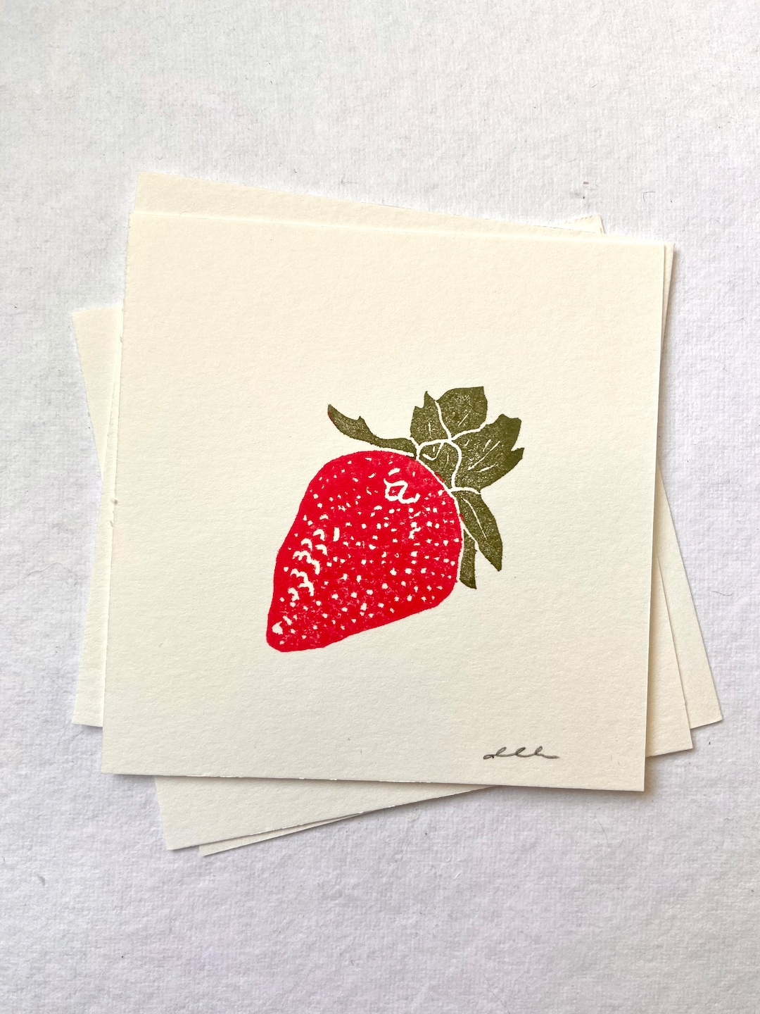 Small Strawberry Original Block Print Hand Carved Hand Printed - Etsy