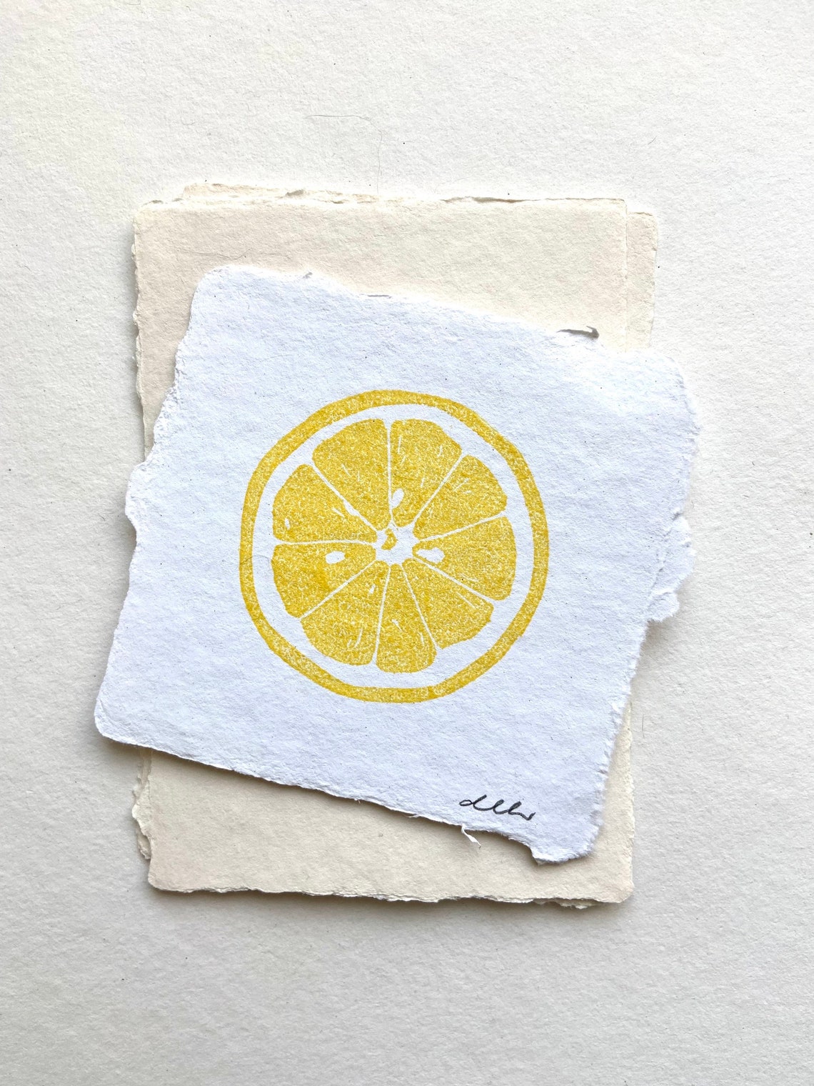Small Lemon Slice Print Original Block Print Hand Carved - Etsy