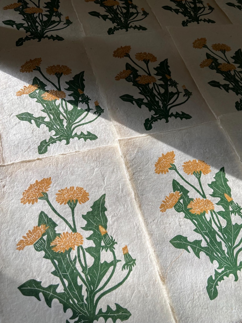 Dandelion Block Print. Food Wall Art. Kitchen Decor. Original Linocut ...