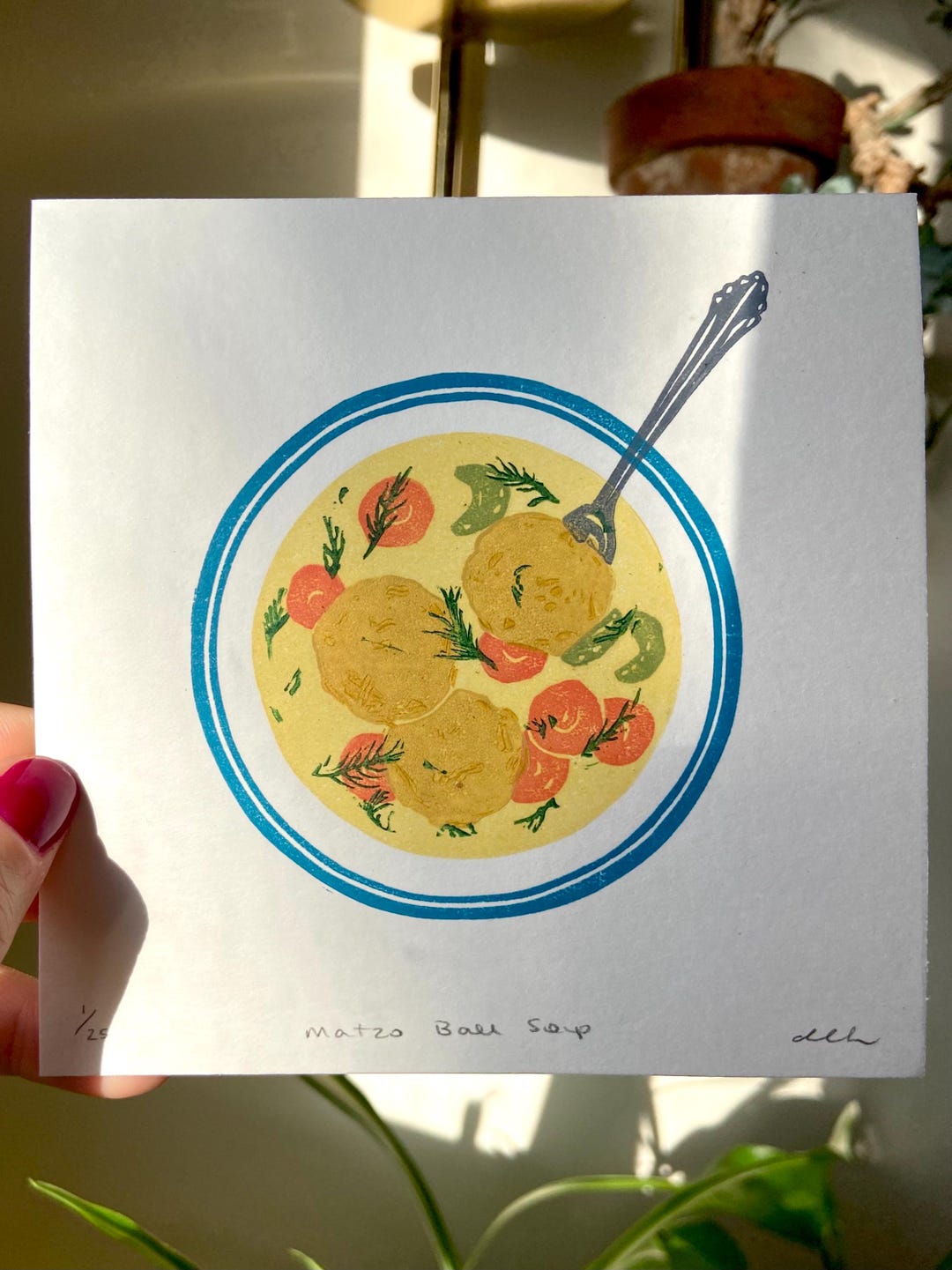 Matzo Ball Soup Block Print. Food Art. Kitchen Decor. Original Linocut ...