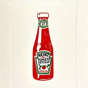 Heinz Ketchup Block Print | Heinz Ketchup Linocut | Food Art | Kitchen ...