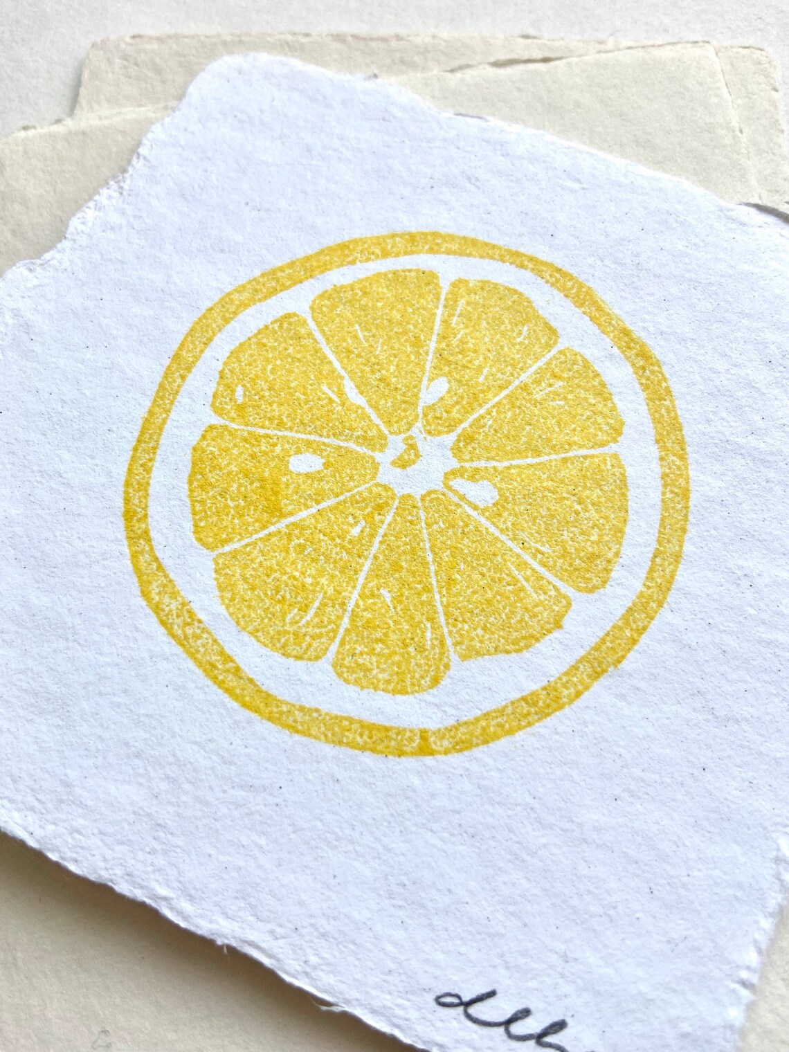 Small Lemon Slice Print Original Block Print Hand Carved - Etsy