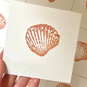 Seashell Print | Ocean Print | Shell Linocut | Beach Art | Block Print ...