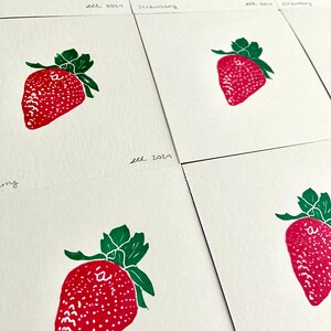 Small Strawberry Original Block Print Hand Carved Hand Printed - Etsy