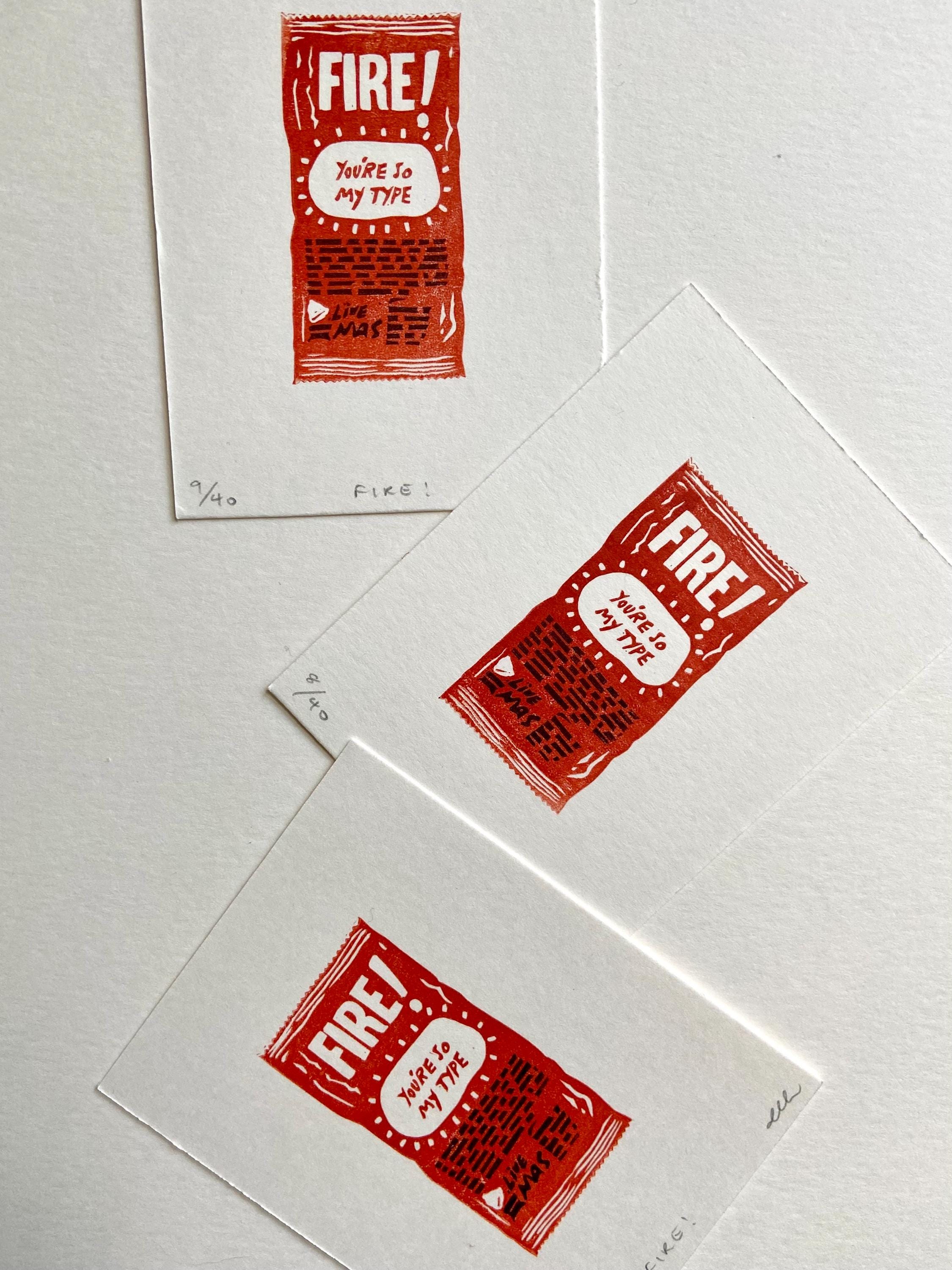 FIRE Taco Bell Block Print. Hot Sauce Packet. Food Wall Art. Kitchen ...