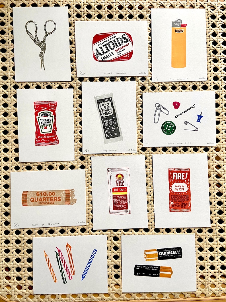 Ketchup Packet Block Print. Food Wall Art. Kitchen Decor. Original ...