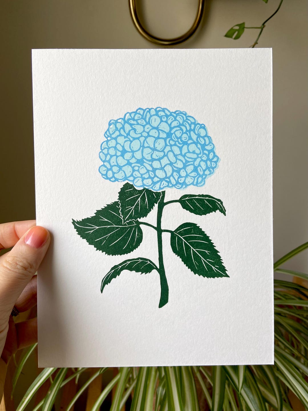 Hydrangea Block Print | Botanical Art | Hydrangea Print | Flower ...