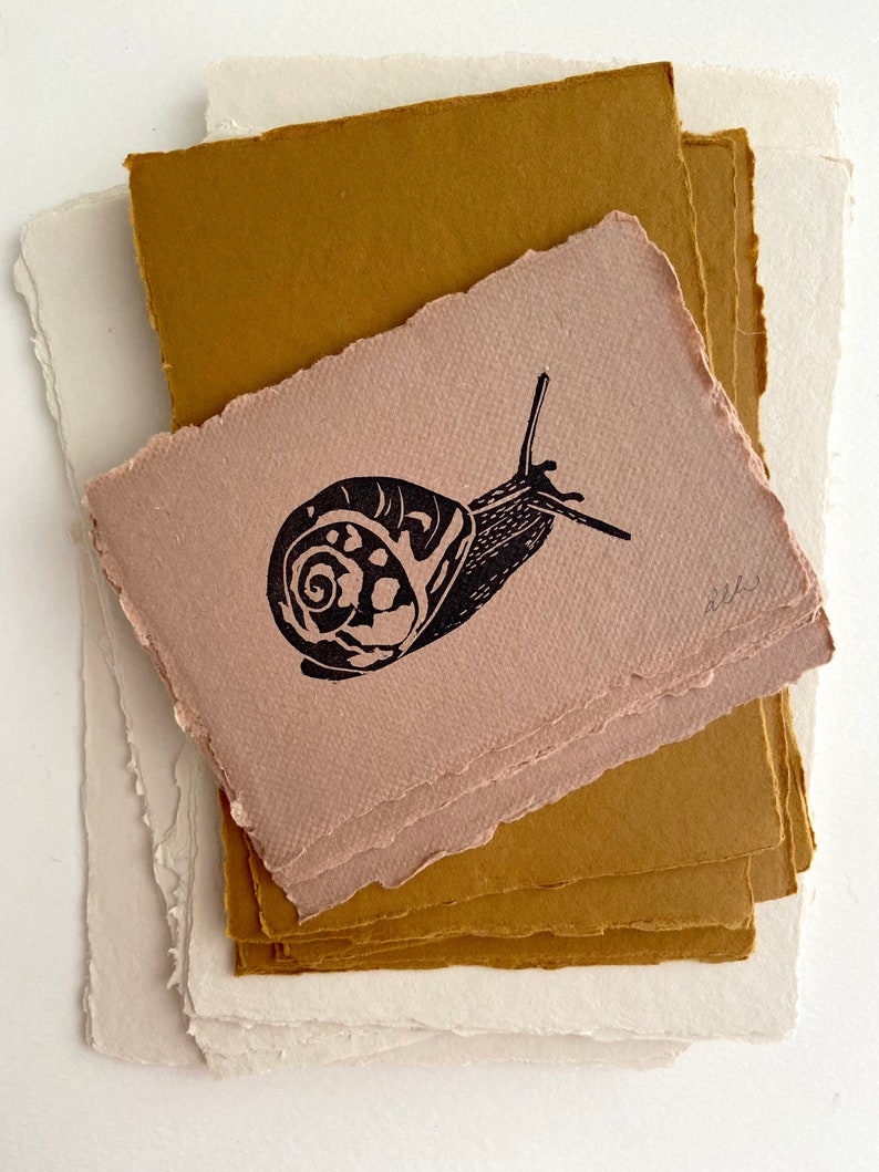 Snail Original Art Block Print Hand Carved Hand | Etsy
