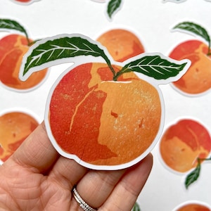 Peach Sticker. Based on Original Block Print. Sticker Art (3") - Etsy