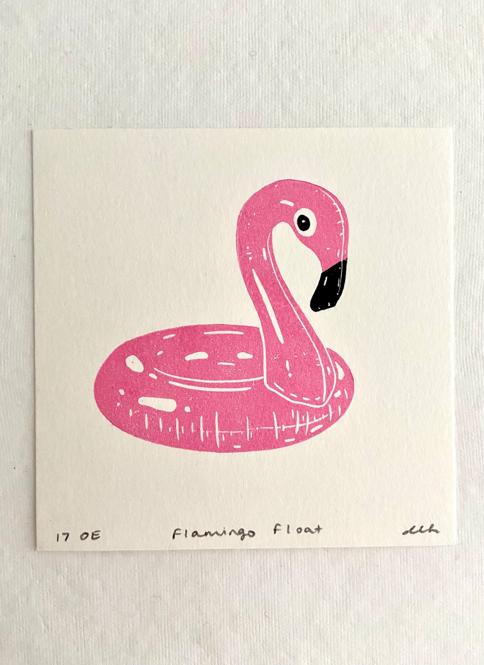 Flamingo Float Flamingo Linocut Summer Art Hand Carved Hand Printed ...