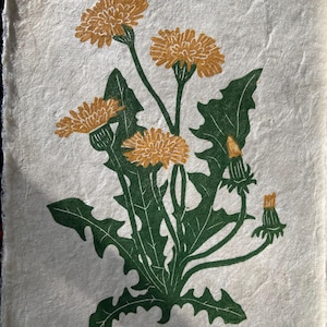 Dandelion Block Print | Floral Print | Botanical Print | Garden Print ...